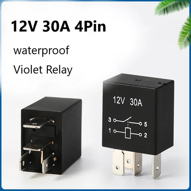 RELAIS 12V 30A 4PIN 1 pièce relais violet 12VDC 30A 4PIN étanche ...