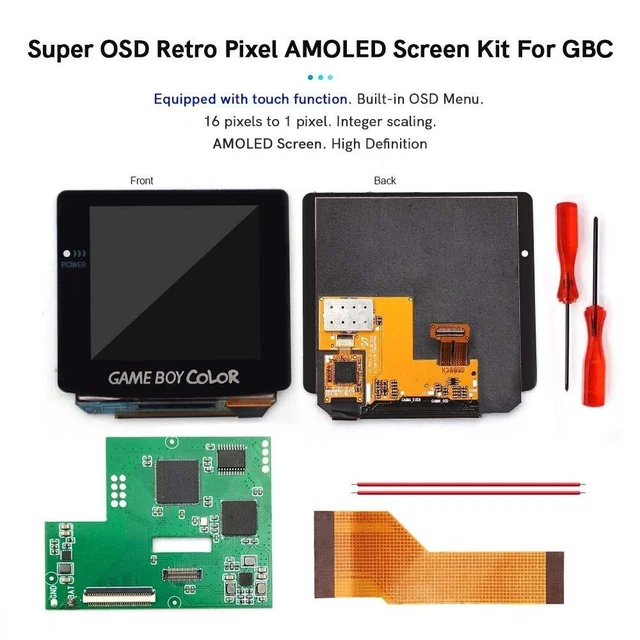 GAMEBOY COLOR GBC AMOLED Touch Laminated OSD OLED Screen kit shell buttons £75.00 - PicClick UK