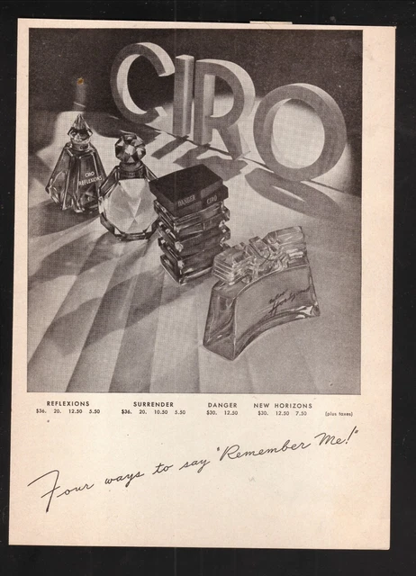 CIRO PERFUMES--FOUR WAYS to Say Remember Me--1946 Print Ad $11.29 ...