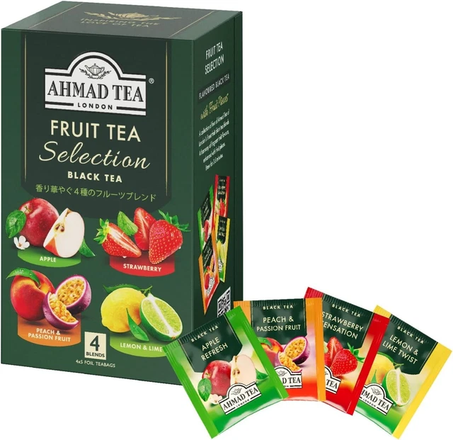AHMAD TEA FRUIT Selection of 4 Black Fruit-Flavoured Teas - 20 Teabags ...