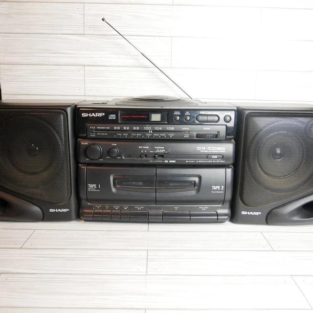 SHARP GX-CD30 BOOMBOX Portable CD Radio Cassette Stereo System Vintage ...