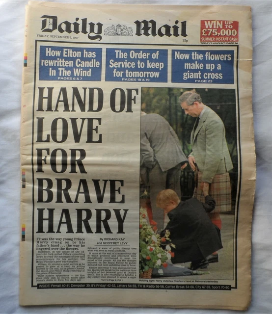 SEPTEMBER 1997 NEWSPAPER Princess Lady Diana Di Funeral Daily Mail ...