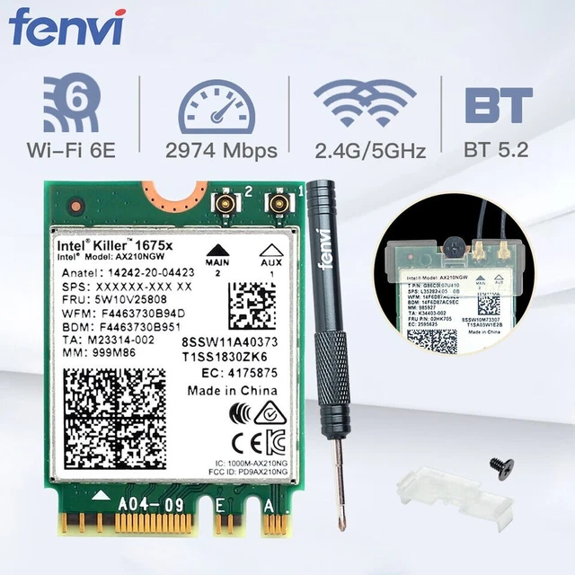 KILLER 1675X WIFI 6E Intel AX210NGW M.2 WiFi Card Tri-band BT5.2 Network Adapter EUR 27,34 ...