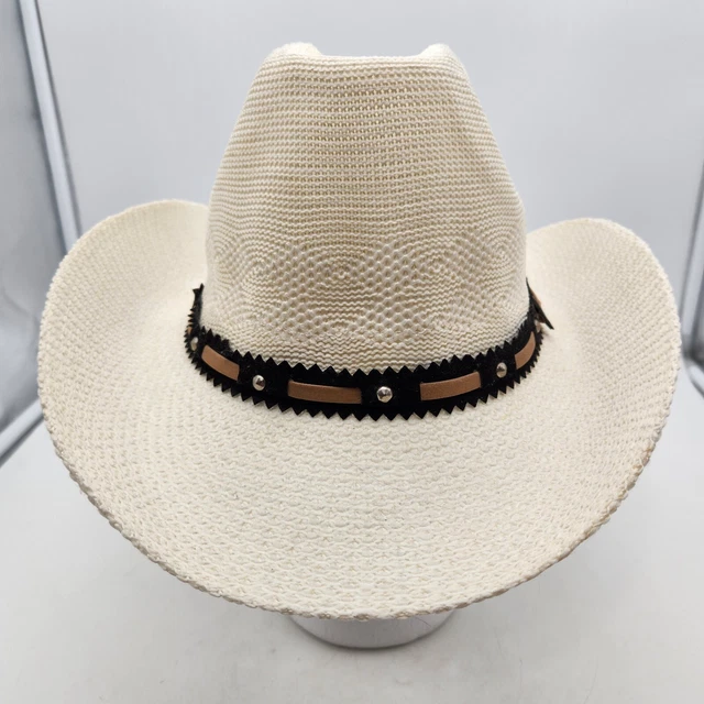 COWGIRL HAT LIGHTWEIGHT White Woven Western Costume Party Fancy Dress £ ...