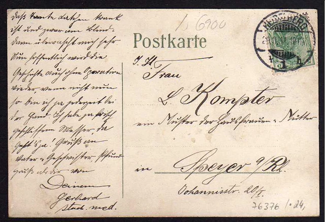 76376 AK HEIDELBERG 1911 Studentika Fides Scientia Amicitia Ripuaria ...
