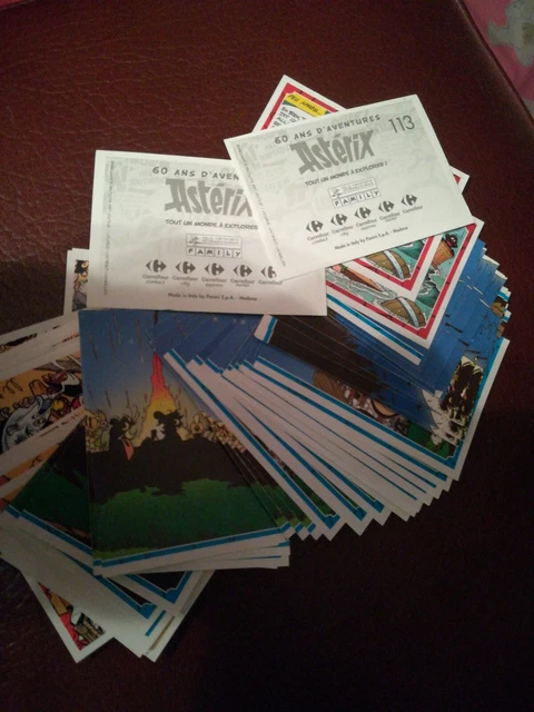 CARTE/STICKERS PANINI ASTERIX Carrefour family LOT DE 20 CARTES au ...