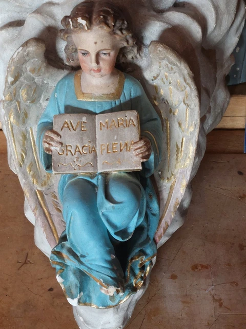 BASE PLASTER CAST Polychrome Carved Angel Church Religious $453.36 ...
