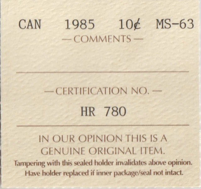 CANADA TEN CENT 1985 Iccs Certified Ms-63, Id Hr 780 $12.00 - PicClick CA