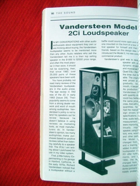 VANDERSTEEN MODEL 2CI loudspeaker review "the Absolute Sound" magazine ...