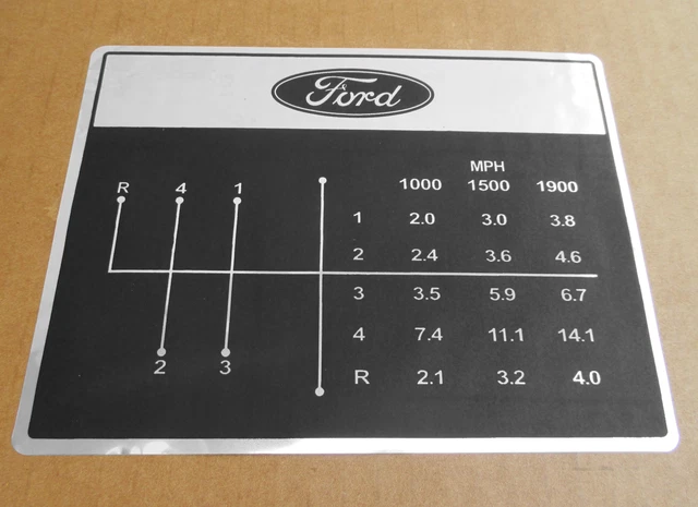4 SPEED TRANSMISSION GEAR SHIFT PATTERN DECAL Fits Ford 2000 3000 ...