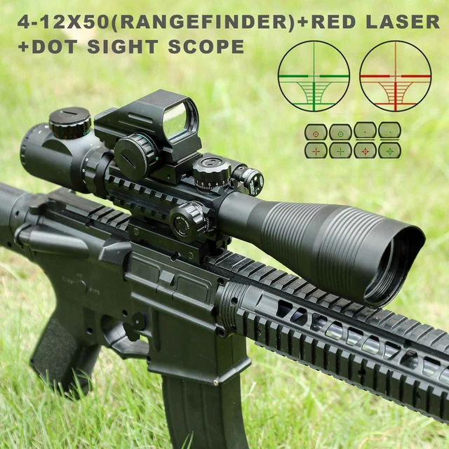 PINTY 4-12X50EG 3IN1 Rangefinder Reticle Rifle Scope Dot Sight Scope ...