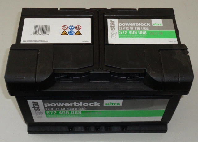 REPSTAR 72 AH PKW startbereit Powerblock Ultra Starterbatterie 12V ...