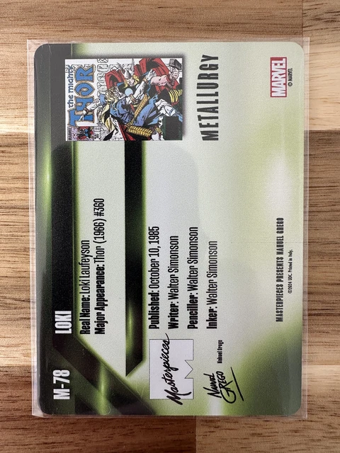 2024 MARVEL MASTERPIECES Nahuel Grego Loki METALLURGY 17/25 £163.50 ...