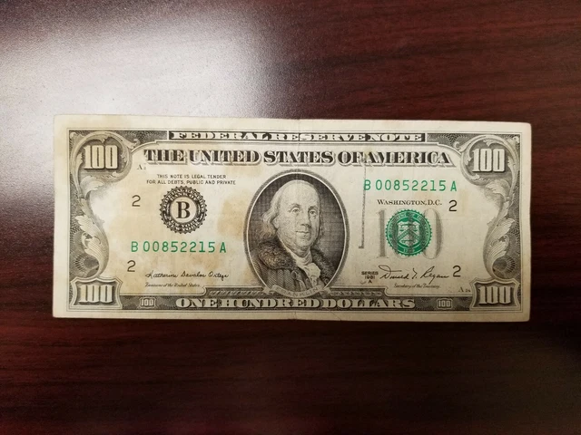 SERIES 1981-A US One Hundred Dollar Bill $100 **New York** B00852215A ...