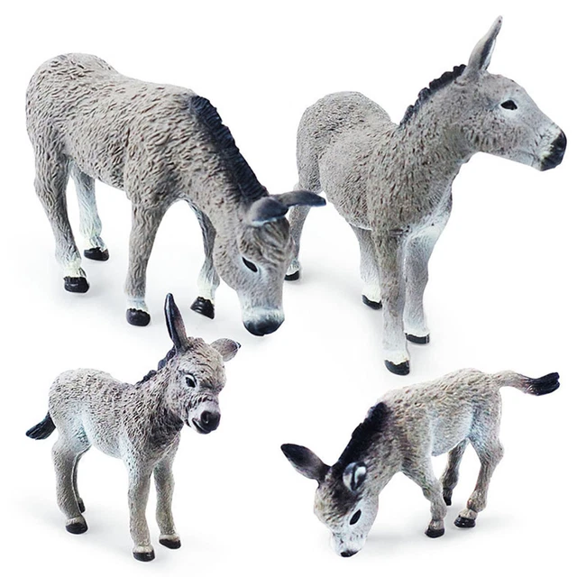 SIMULATION ANIMAL DONKEY Model Realistic Donkeys Family Figurine ...