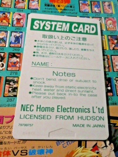 NEC PC GAME Engine Hu-card only CD-Rom Super System CARTE CARD Ver 2.0 ...