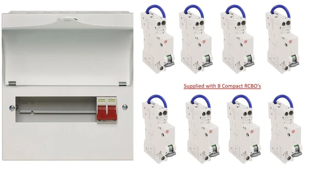 WYLEX NM806L 8 Way Metal Consumer Unit Amendment 3 c/w 100a Switch + 8 ...