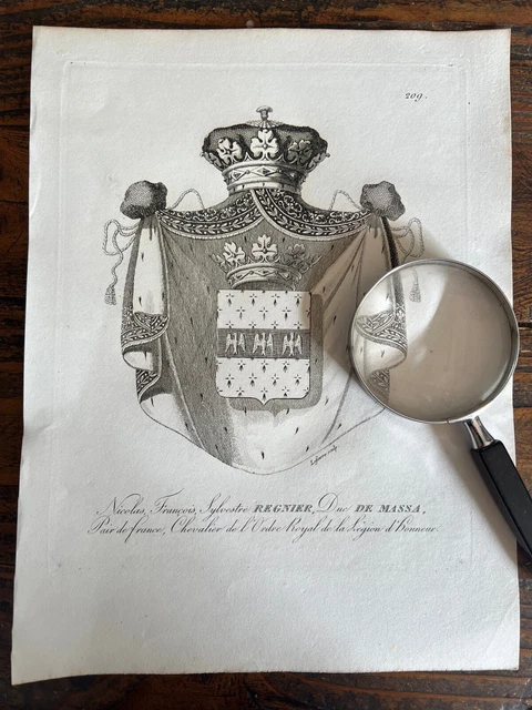 BLASON ARMOIRIE Héraldique : Regnier, Duc de Massa, Pair de France. EUR ...