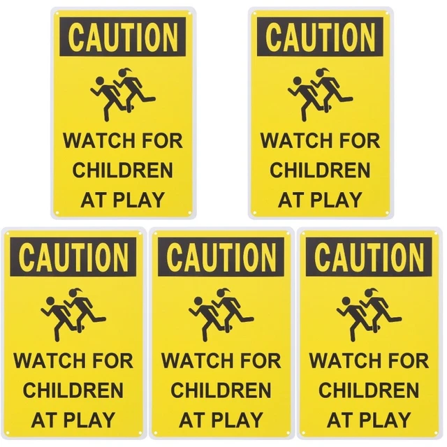 5 COUNT CHILDREN at Play Warning Sign Playing Road Traffic Safety Signs ...