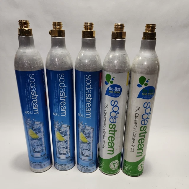LOT 5 EMPTY Sodastream CO2 Canisters Gas Tank Bottles 14.5oz 60L Soda ...