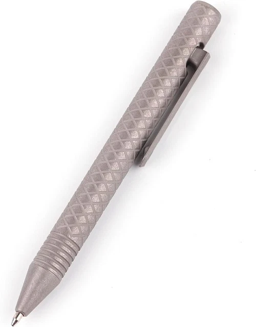 BOLT ACTION PEN Titanium with Pocket Clip 4.73" Refillable Ballpoint ...
