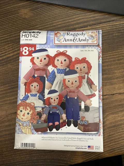 SIMPLICITY 8043 SEWING Pattern Raggedy Ann & Andy Doll and Clothes 15 ...