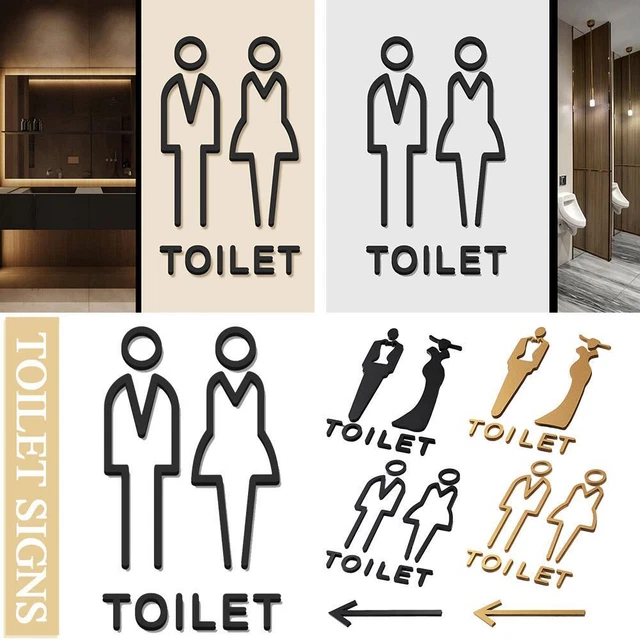 MALE FEMALE TOILET Sign WC Stickers Restroom Sign Toilet Symbol Sign ...