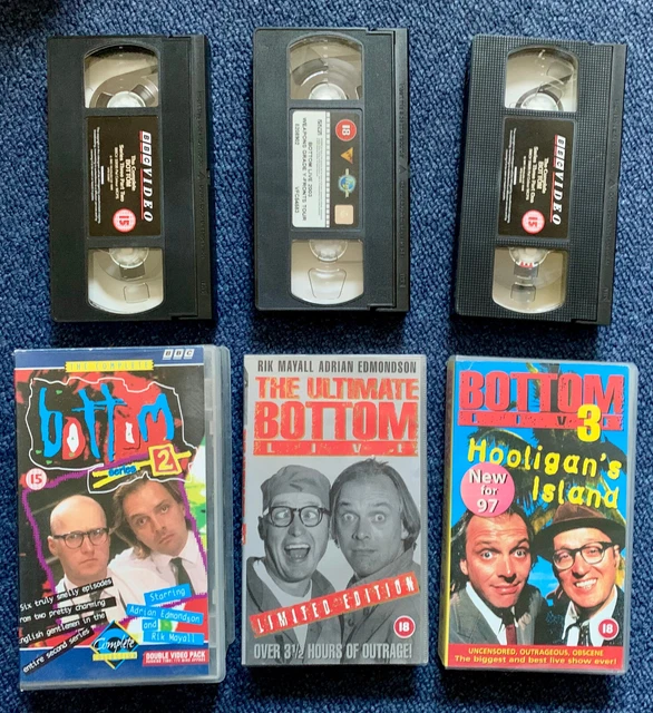 BOTTOM VHS VIDEO Tapes (BBC Comedy) Series 2, 3 + Live Rik Mayall Ade ...