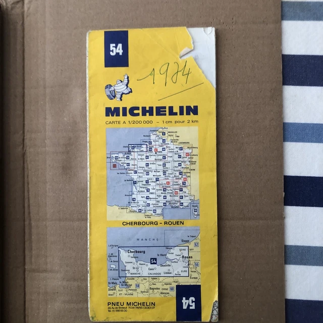 ANCIENNE CARTE ROUTIÈRE Michelin 1974 France Cherbourg. Rouen. n 54 EUR ...