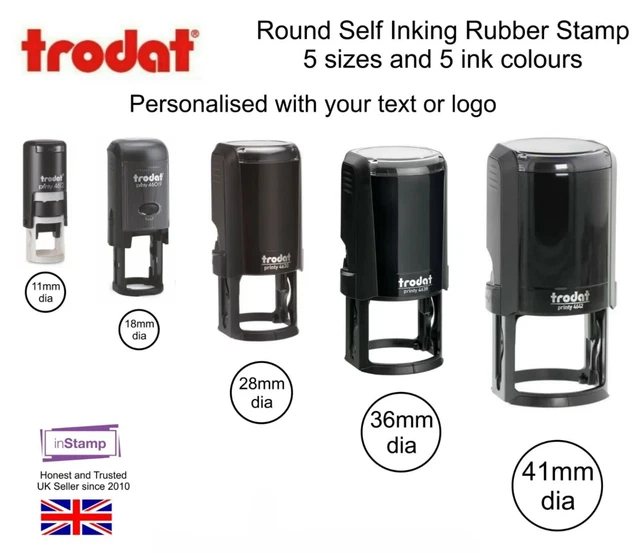 PERSONALISED ROUND SELF Inking Rubber Stamp Custom Logo Loyalty Card ...