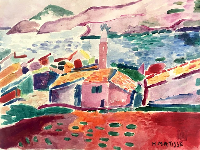 MATISSE HENRI ORIGINAL Painting Landscape Sea Houses Fauvism French ...