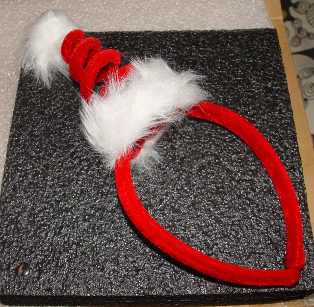 SPRINGY SANTA HEADBAND with Faux Fur, Red Spring & White Pom Women ...