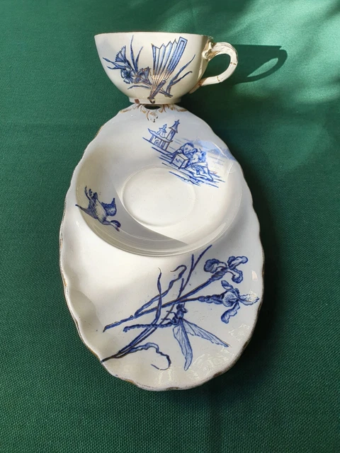 TASSE EGOÏSTE FAÏENCE XIX ème (Insecte, Fleurs, Canard, motifs ...