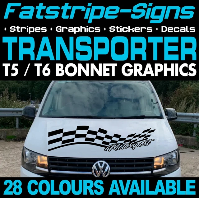 TO FIT VW TRANSPORTER T5 T6 MOTORSPORT FLAG BONNET STICKERS GRAPHICS ...