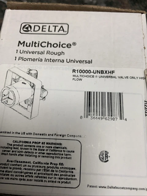 DELTA MULTICHOICE UNIVERSAL High-Flow Shower Rough Universal Valve ...