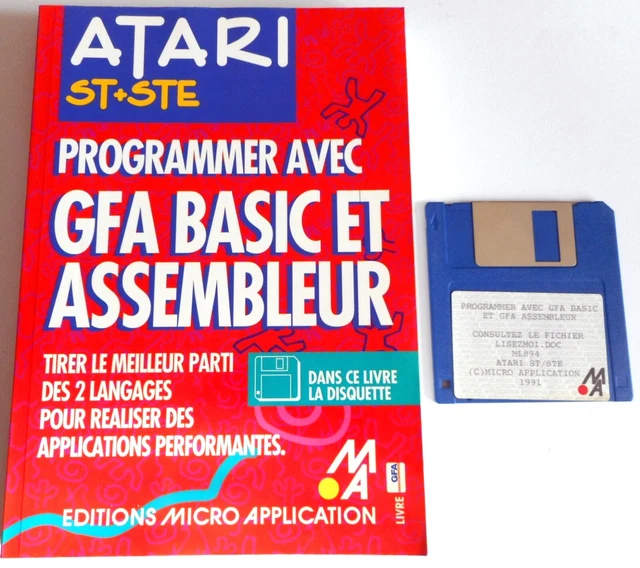 RARE LIVRE + disk PROGRAMMER EN GFA BASIC ET ASSEMBLEUR ATARI ST / STE ...