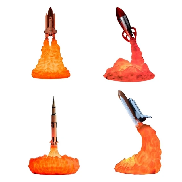 3D PRINT USB Rechargeable Rocket Lamp Night Lamp For Space Lovers ...
