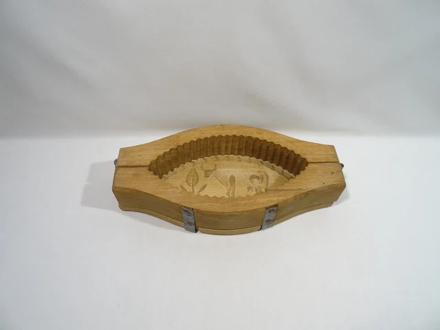 ANCIEN MOULE A Beurre Bois Sculpte Vache Art Populaire Butter Mold ...