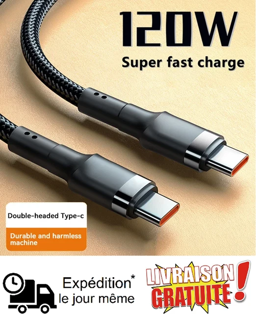 CÂBLE USB C vers Type C 120W 1M charge rapide PD Transfert de Données ...