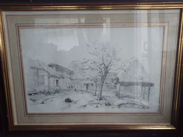 ANTIQUE PENCIL ON paper board, signature to identify, in the taste of ...