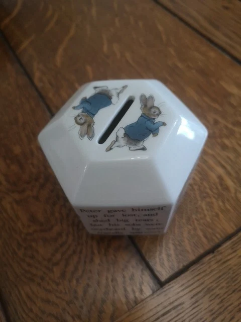 PETER RABBIT WEDGWOOD 6 Sided Pottery Money Box Beatrix Potter Designs ...
