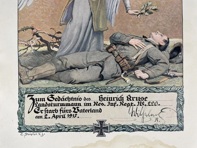 WW1 GERMAN PRUSSIAN Soldier’s Death Scroll Certificate Documents £300. ...