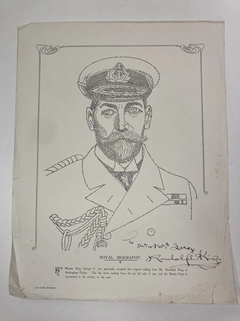 KING GEORGE V RARE Portrait Signed Print, Randolph king - HIS LIFE IN ...