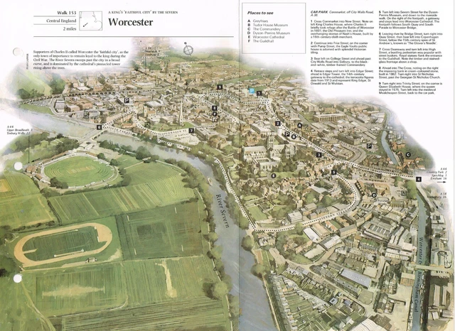 WORCESTER 1990 VINTAGE Walking Route & Map #153 £2.49 - PicClick UK