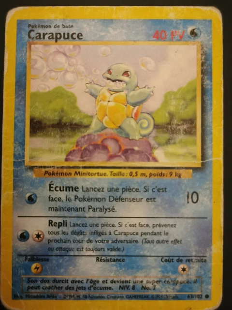 CARTE POKÉMON - Wizard Set de base : Carapuce 63/102 EUR 2,00 - PicClick FR