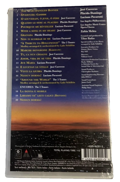 THE 3 TENORS In Concert 1994 Carreras Domingo Pavarotti Mehta Live VHS ...