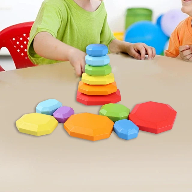 7 STÜCK REGENBOGEN Stapeln Stein Stapeln fördert Kreativität Sortieren ...