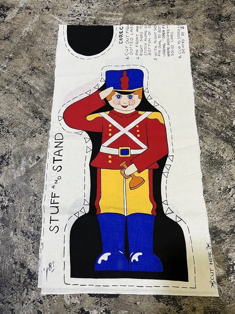 VNTG CUT SEW Plush Stuff Stand Toy Soldier HTF Fabric Cloth UNCUT Bugle ...