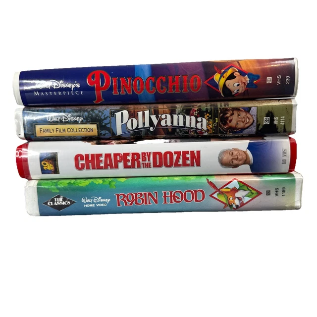 WALT DISNEY VHS 4 Movies Bundle/ Robin Hood Pinocchio Pollyanna Cheaper ...