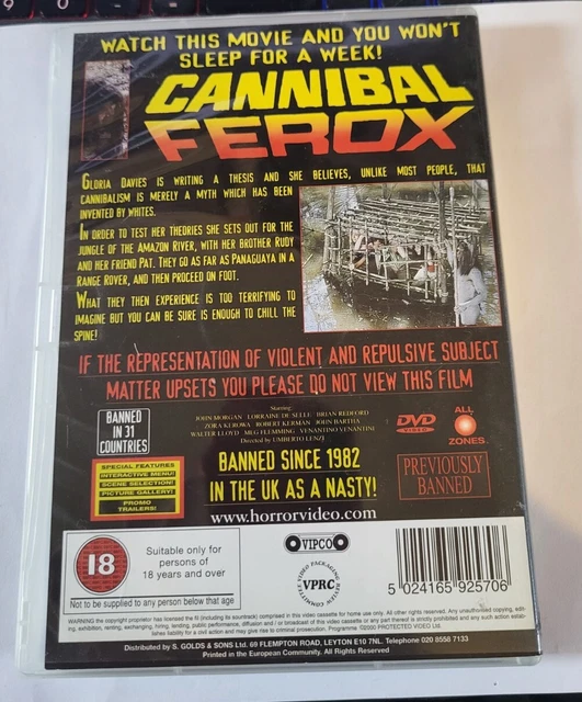 CANNIBAL FEROX DVD Umberto Lenzi - Vipco £6.99 - PicClick UK
